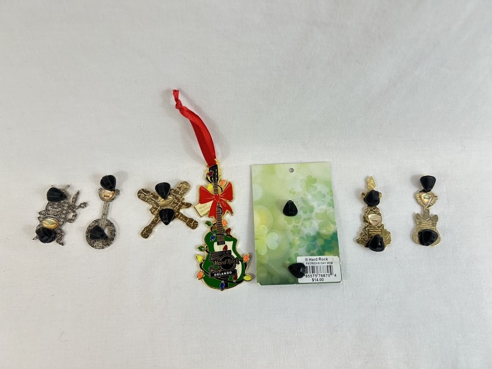 Hard Rock Cafe Orlando Lot of 7 Pins & Christmas Ornament St. Patty’s ...