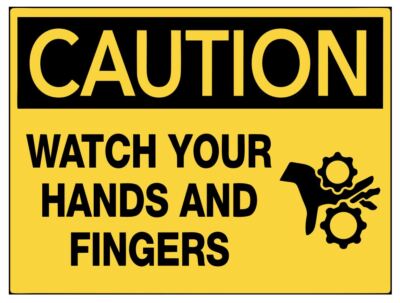 Caution Watch Your Hands and Fingers Safety Sign Sticker Decal Label ...