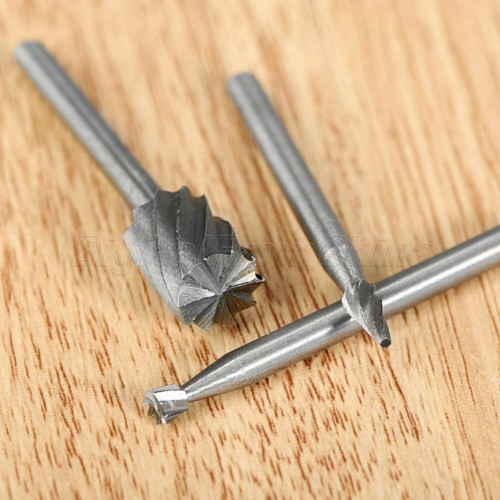 10x HSS Carving Grinding Bit Burr Rotary File & Drill Dedicated Locator ...