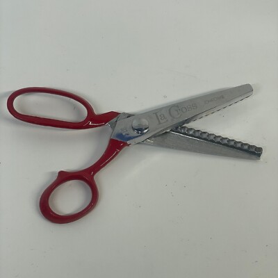 LA CROSS Vintage Chrome 557 Pinking Shears 7" Red Made Italy - Sewing ...