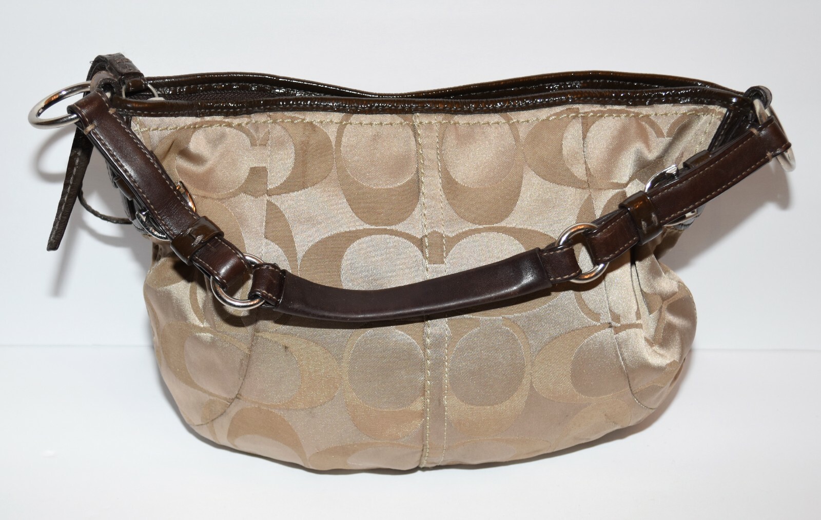 Coach 12675 Carley Soho Beige Brown Jacquard Patent L… - Gem