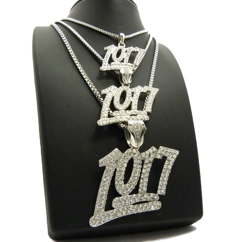 Iced Hip Hop 3pcs of 1017 Pendant w/ 20",24",30" Box Chain 3 Bling ...