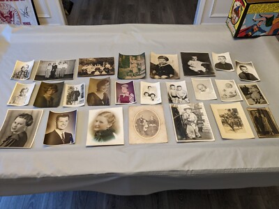 Vintage Found Portraits - huge lot of 25 antique larger format photos ...
