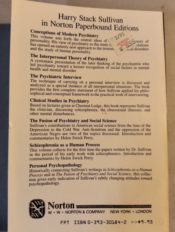 Personal Psychopathology: Early Formulations by Harry Stack Sullivan ...