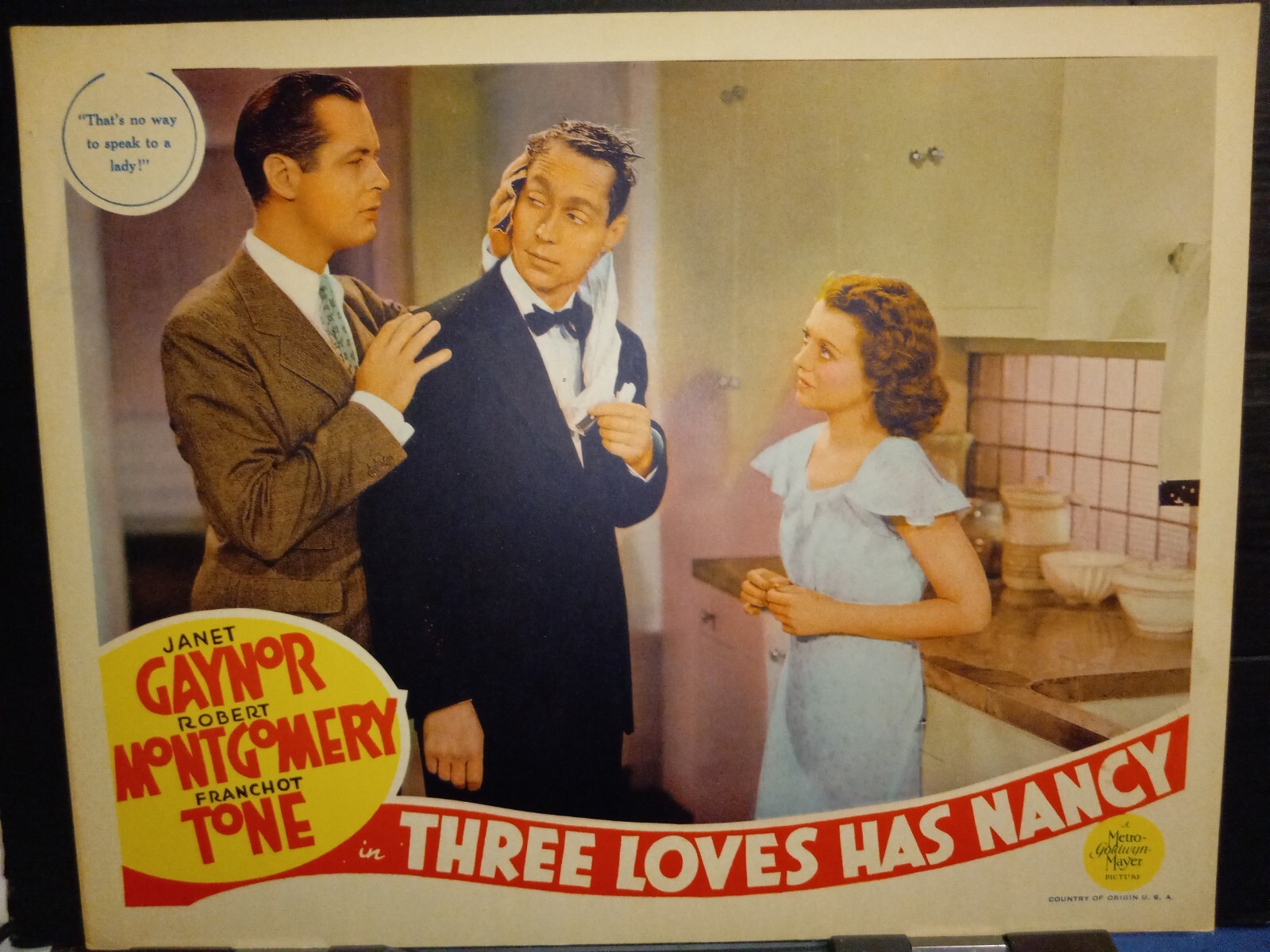 Lobby Card 1938 THREE LOVES HAS NANCY R Montgomery mad F Tone Janet ...