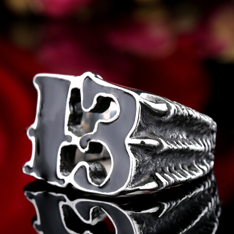 Vintage Number 13 Thirteen Ring Stainless Steel Gothic Men's Biker ...