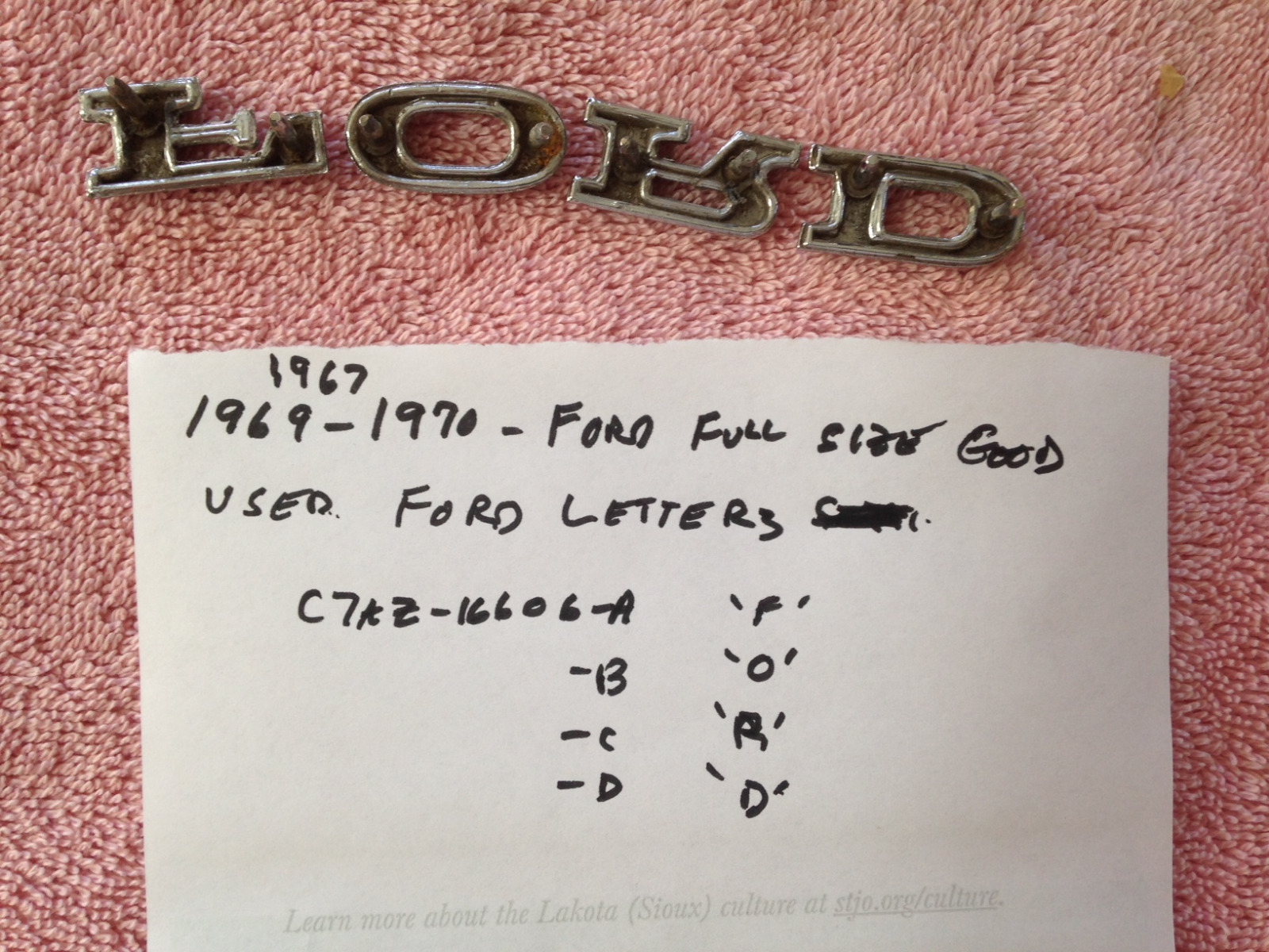 1970-1969 FORD FULL SIZE LTD SET OF 'FORD' LETTERS USED | eBay