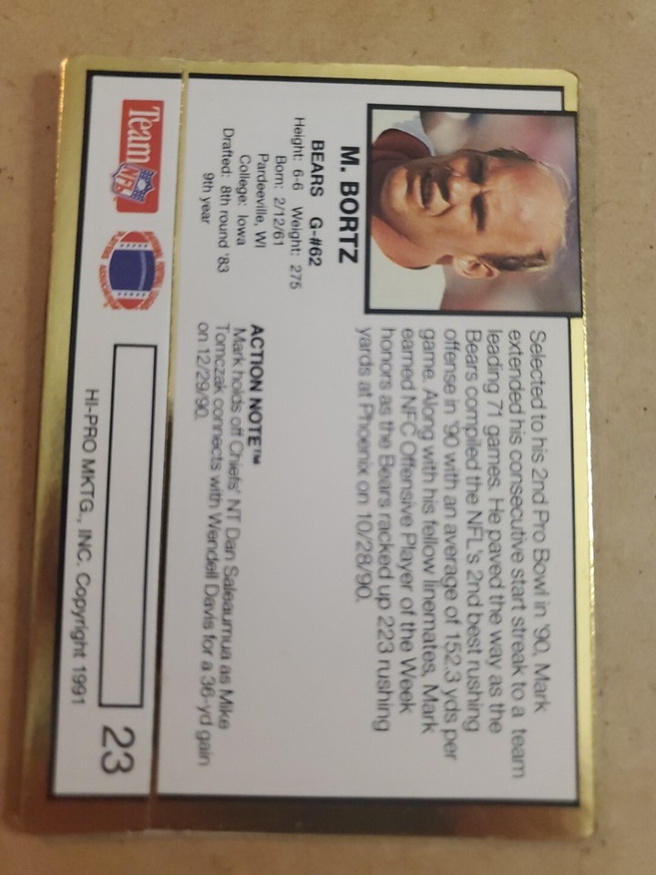 Mark Bortz 1991 Action Packed Bears #23 | eBay