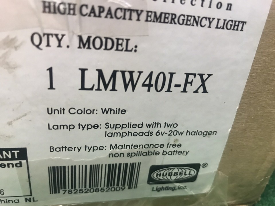 Hubbell Dual Lite High Capacity Emergency Light LM W401-FX White ...