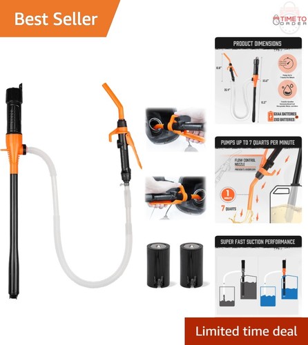 Electric Fuel Transfer Pump Battery Operated 2.2 GPM Portable Siphon ...