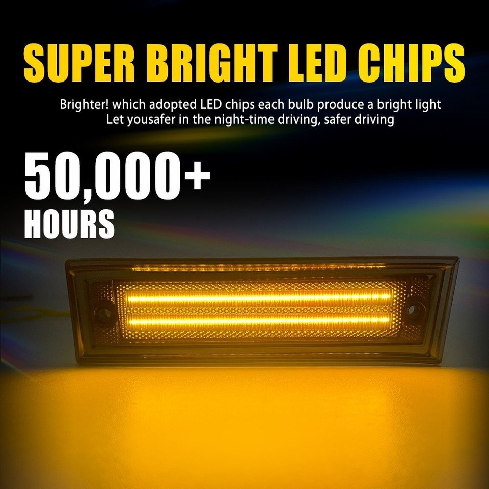 4X Smoke LED Bumper Side Marker Lights For GMC K5 Jimmy Suburban R/C ...