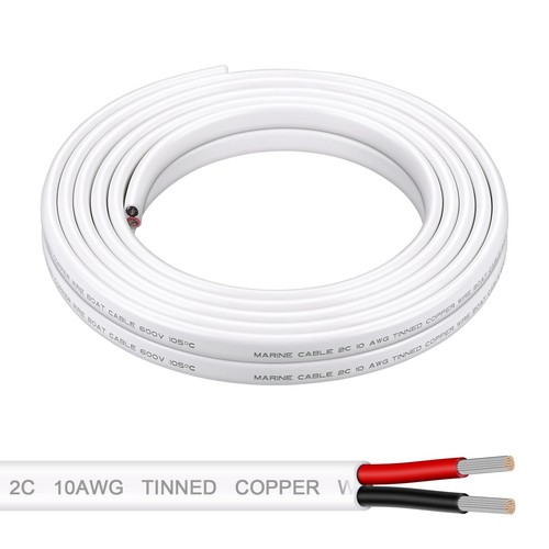 10 Gauge Duplex Marine Grade Wire - 20FT 10 AWG Tinned Copper Boat ...