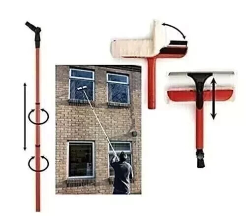 Extra Long Window Cleaning Kit Extendable Telescopic Squeegee Glass ...