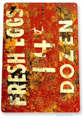 TIN SIGN Fresh Eggs 14c Kitchen Cottage Farm Coop Rustic Metal Décor ...