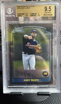 2003 Bowman Chrome 255 Andy Marte Rookie Card Atlanta Braves 3rd Base ...