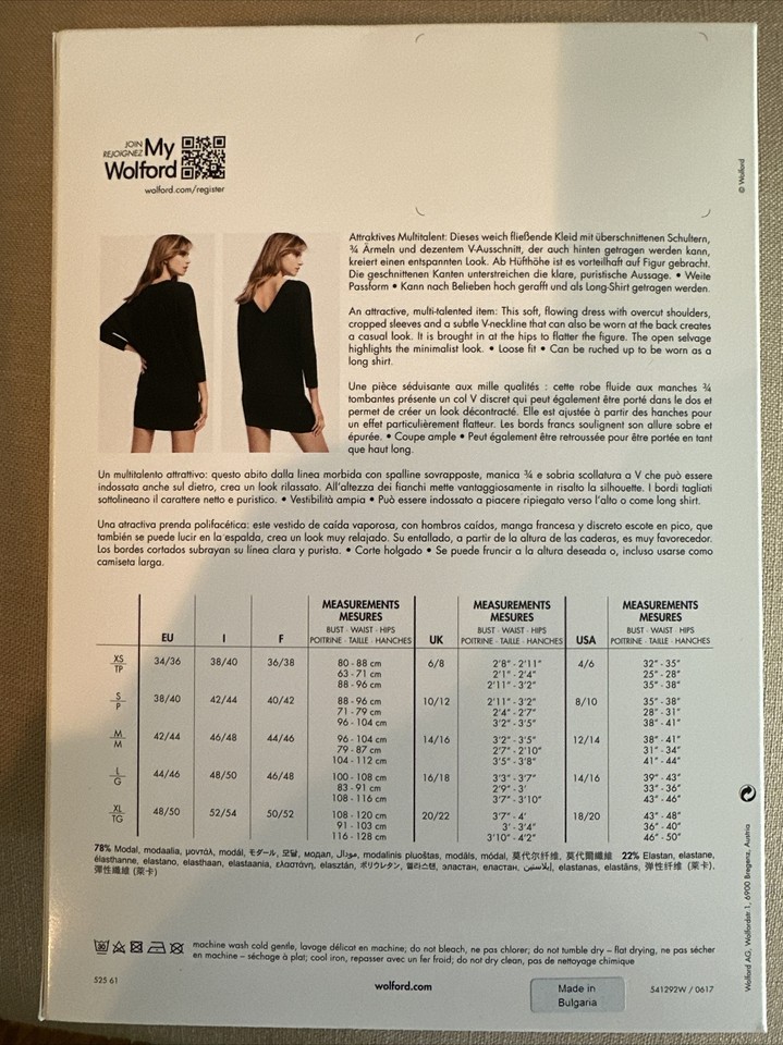 Wolford Pure Cut Dress New Black v-neck Retail $400 reversible ...