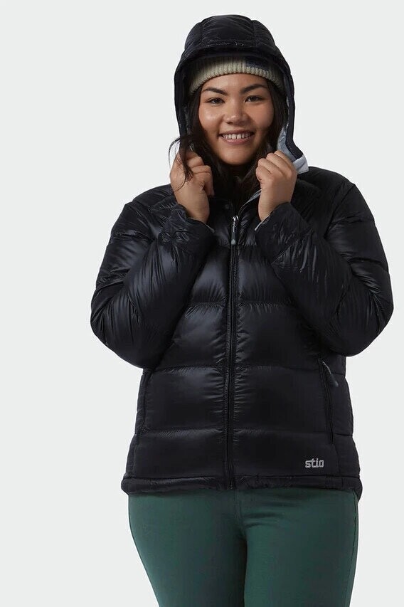 Stio Women's Midweight Hometown Down Hooded Jacket Black Abyss 800 Fill ...