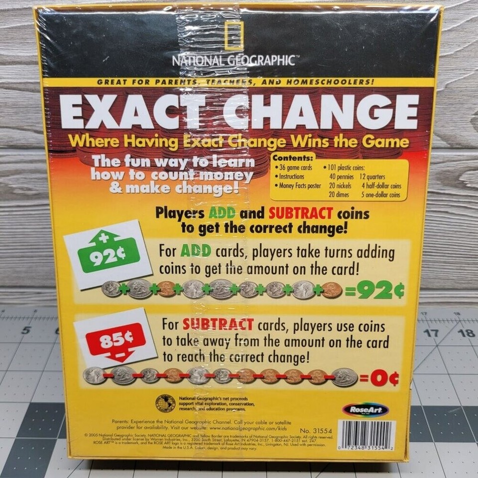 National Geographic Exact Change Money Game Homeschool Education Math ...