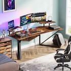 71" Large Computer Desk w/ Monitor Stand, Study Writing Gaming Desk ...