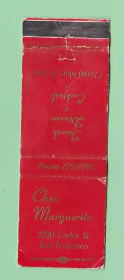 Matchbook Cover Chez Marquerite French Dinning San Francisco | eBay