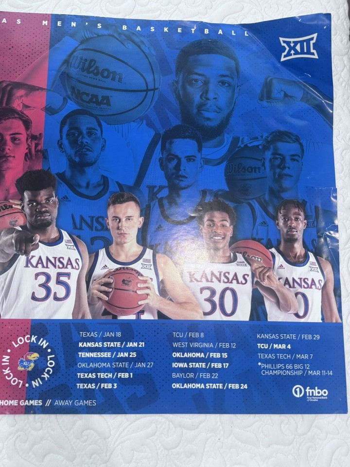 2019-2020 Kansas University Jayhawks KU Basketball Poster schedule ...