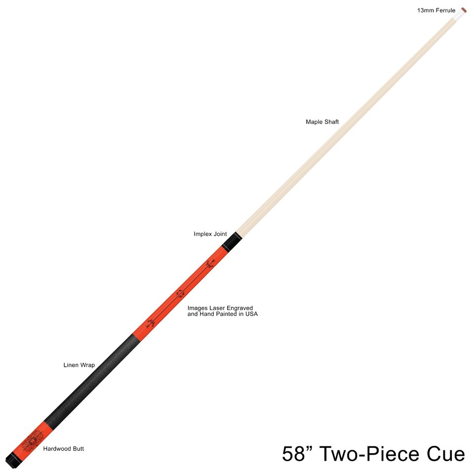 Forged Etched Series ET05 Custom Engraved Orange Pool Cue – Black | eBay