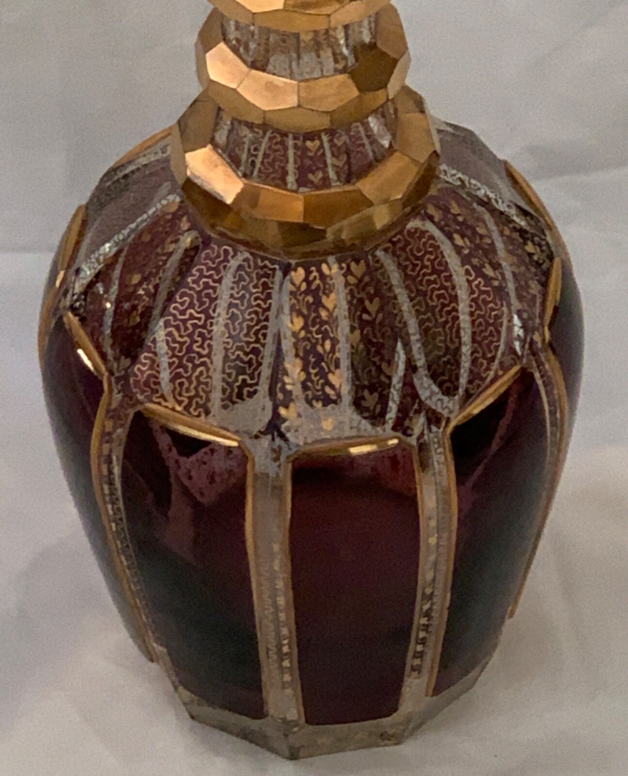 Rare wonderful fine antique Moser Persian form large decanter, in ruby ...