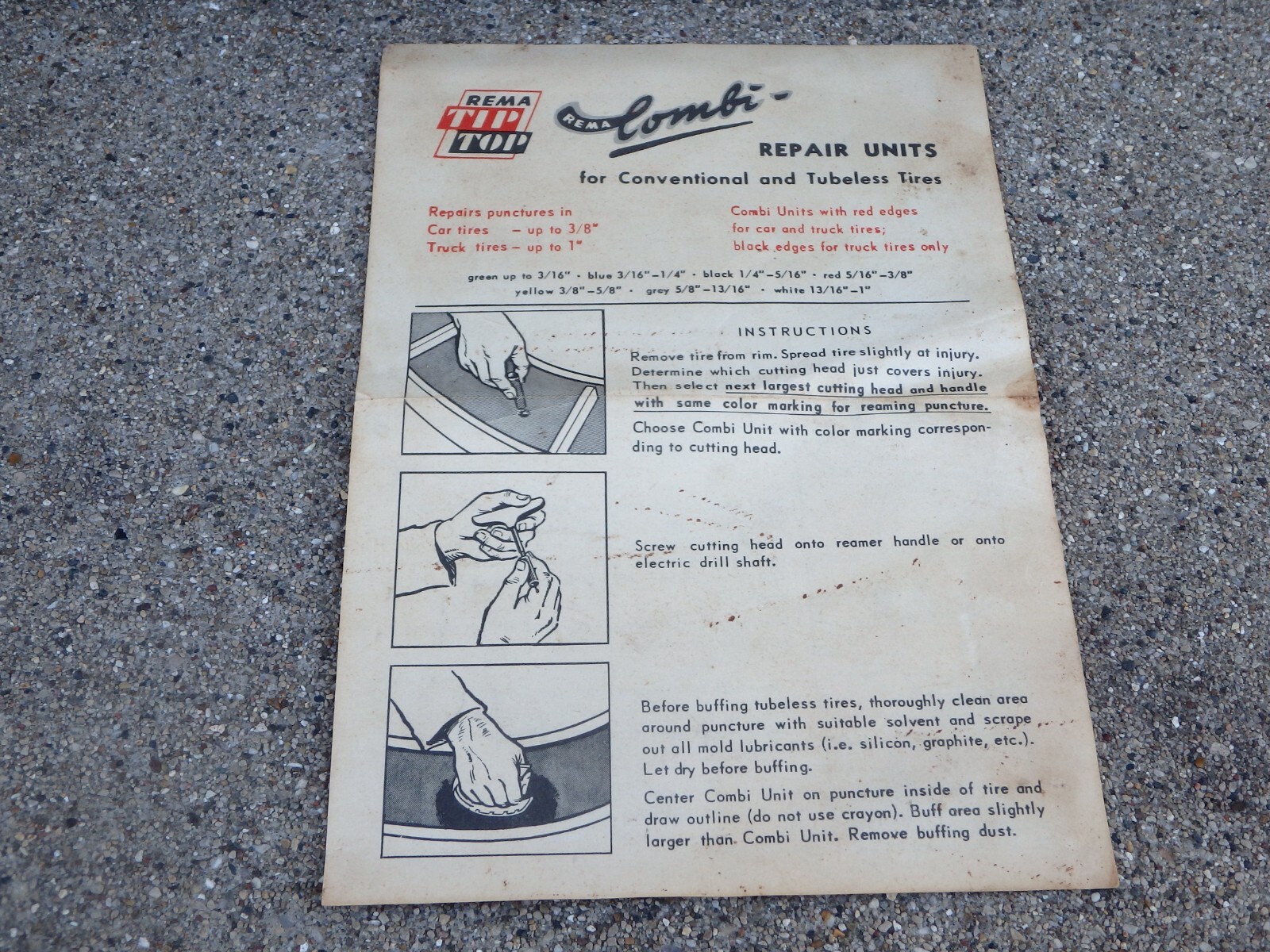 REMA TIP TOP COMBI REPAIR UNIT TIRE REPAIR TOOL KIT INSTRUCTIONS West ...