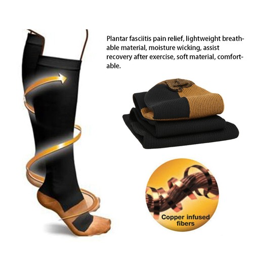 2Pair Sport Compression Stockings Ankle Protection Copper Fiber Calf ...