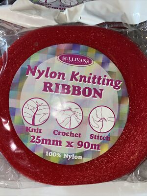 55773 – Sullivans - Nylon Knitting Ribbon - Red – 25mm x 90m | eBay ...
