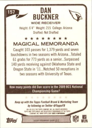 2013 Topps Magic Football Card #157 Dan Buckner Rookie | eBay