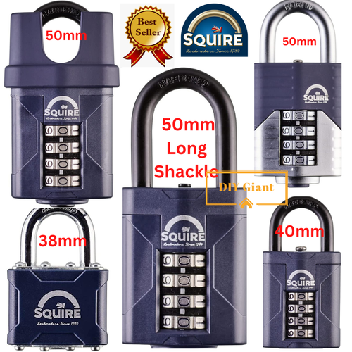 Squire Heavy Duty Combination Weatherproof Vulcan Lock 40 50mm Long ...