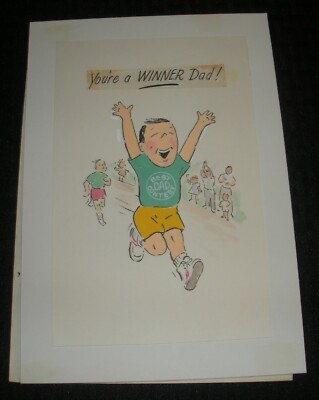 FATHER'S DAY You're a Winner Best Dad Runner 7x10" Greeting Card Art ...