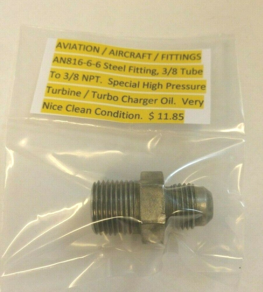 AN816-6-6 Steel Fitting 3/8 Tube to 3/8 NPT (Special High Pressure ...