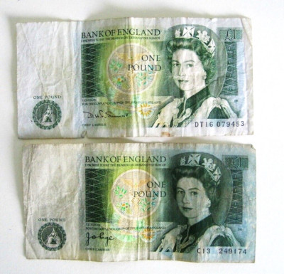1978 UK - BRITISH 2 - OLD -VINTAGE ONE POUND BANK OF ENGLAND NOTES | eBay