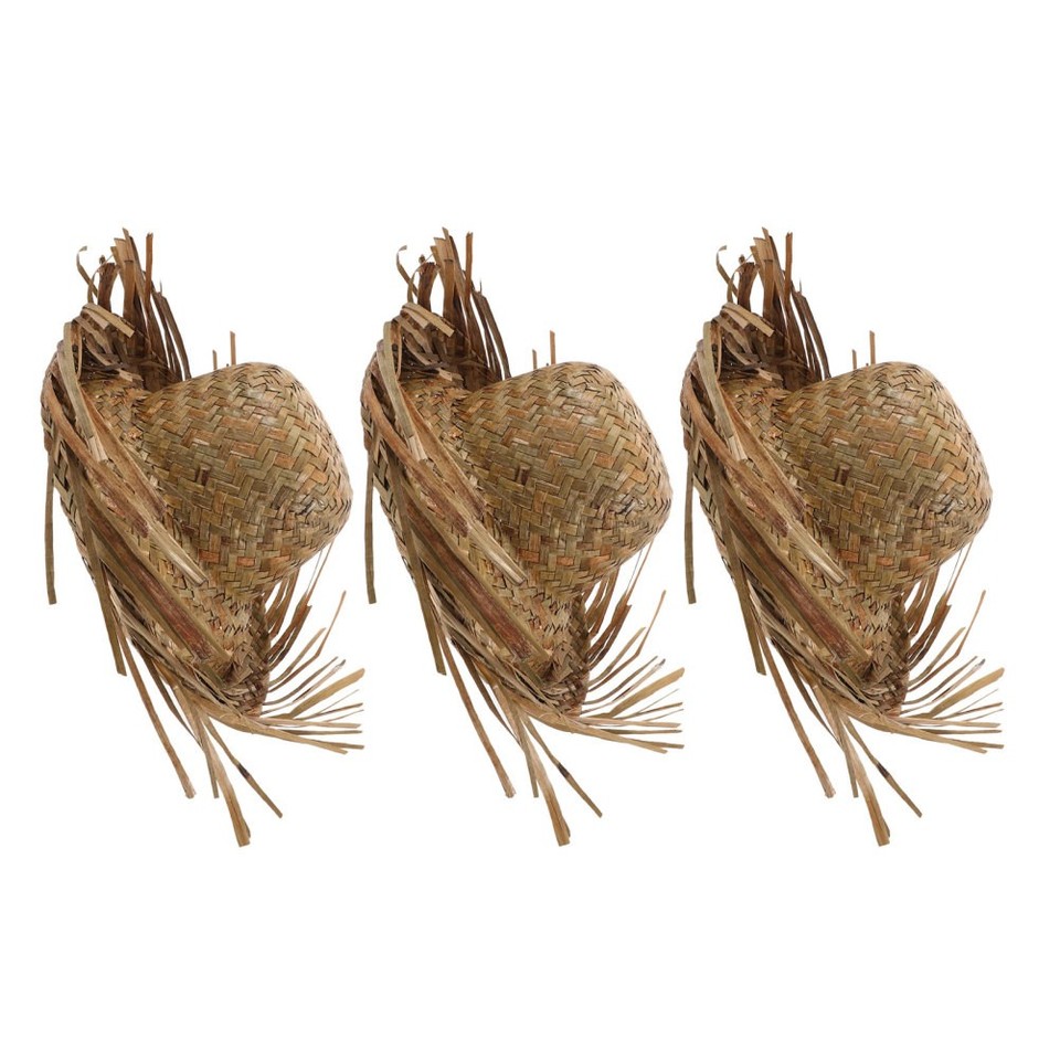 3pcs Women Straw Sun Hats Hawaiian Beach Straw Hats For Tropical Party ...