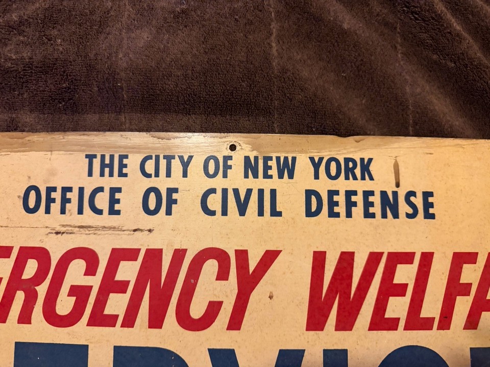 14” X 20” Emergency Wartime Cold War Civil Defense New York City NYC ...