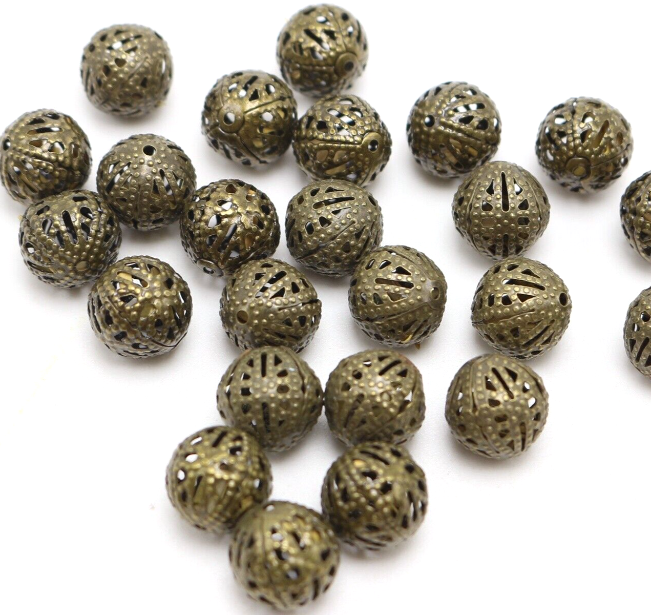 200 Bronze Metal Round Filigree Spacer Beads 6mm Jewelry Findings | eBay
