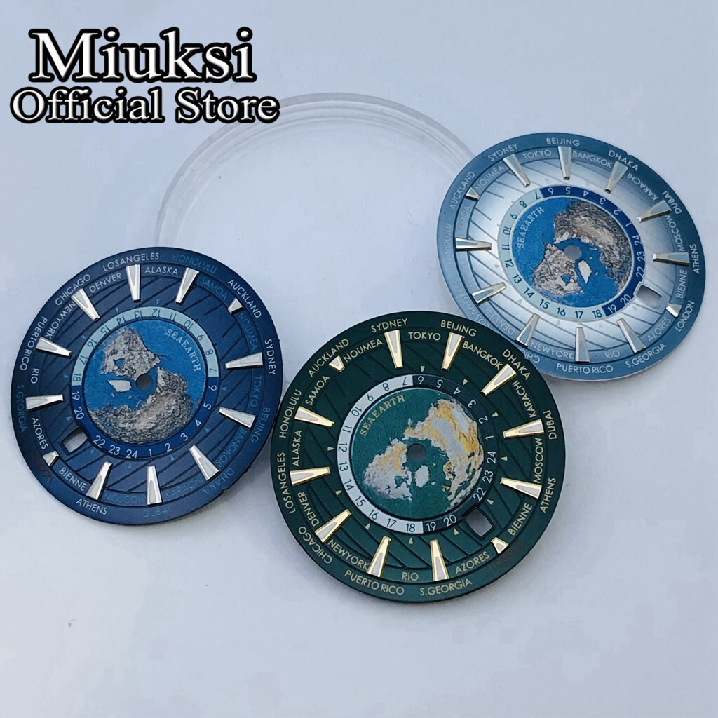 Miuksi 33.5mm sterile watch dial luminous dial 6 o'clock date fit NH35 ...