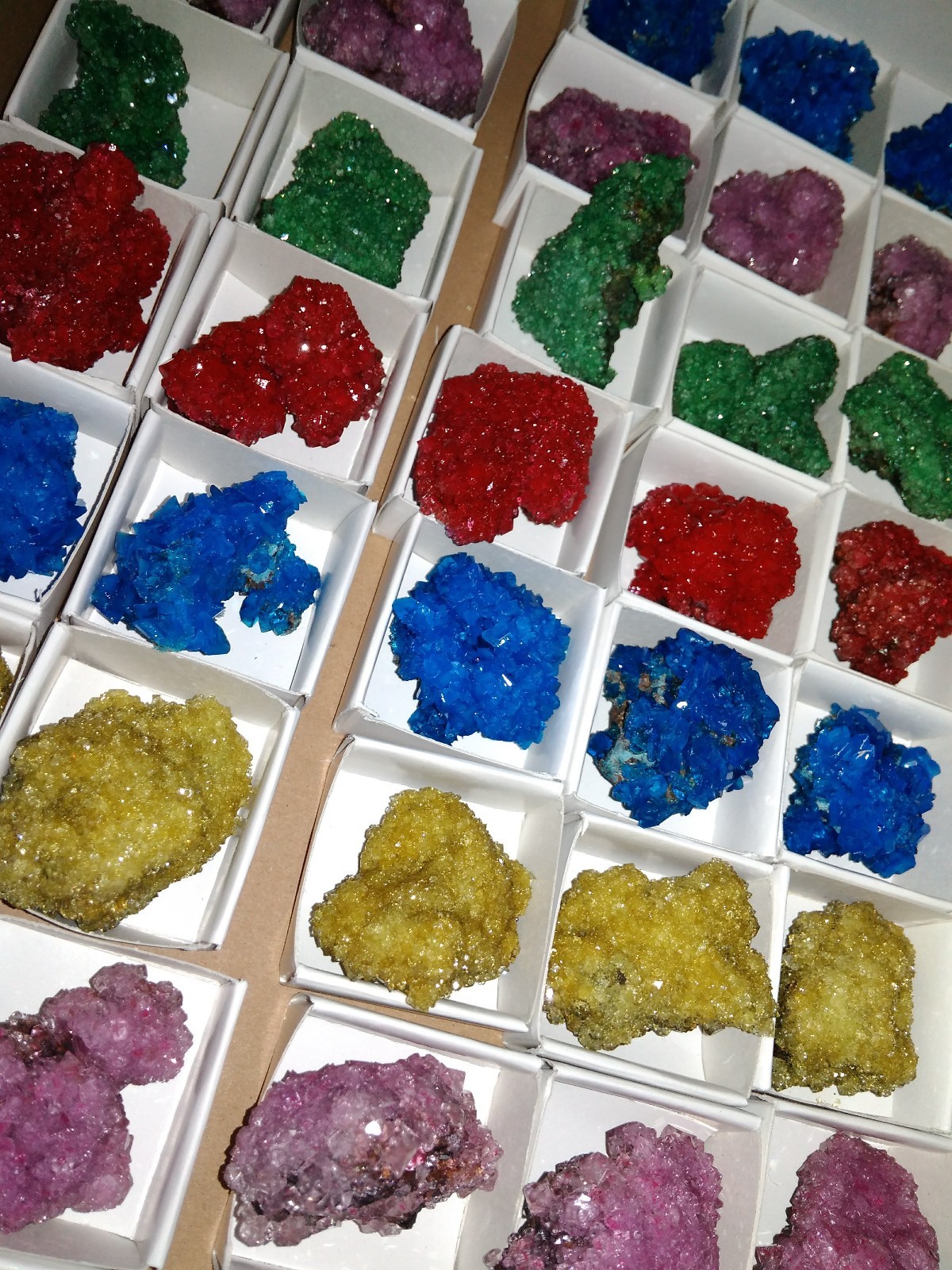 Alunite chalkantite red green yellow pink blue crystal on matrix 48pcs ...