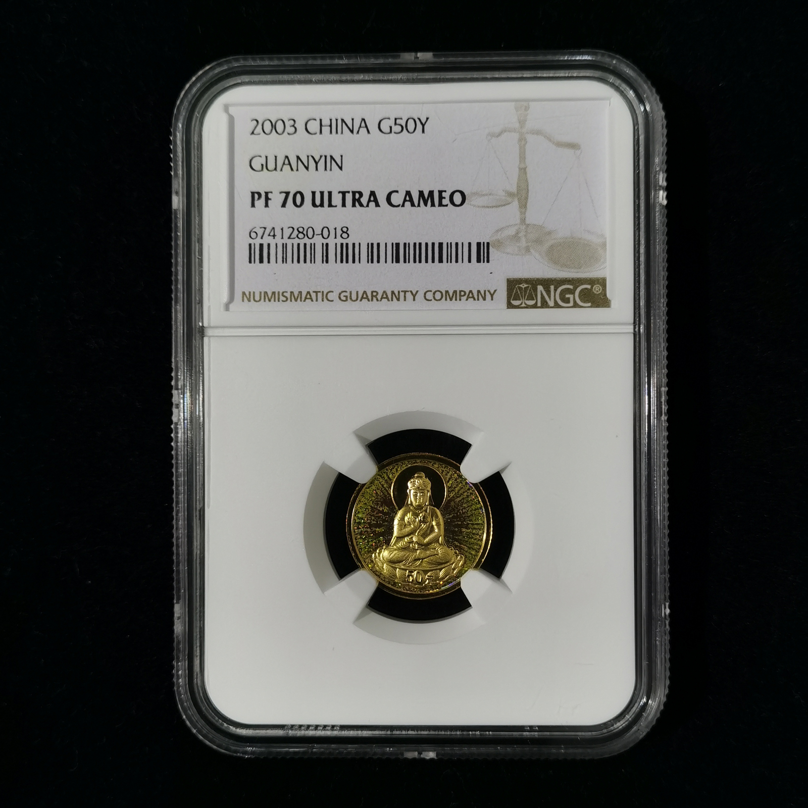 2003 China 50 Yuan Guanyin 1/10 oz Holographic Gold Coin NGC PF70 | eBay