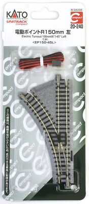 KATO N UniTrack Compact Left Hand Electric Turnout Switch 150mm 45° 20 ...