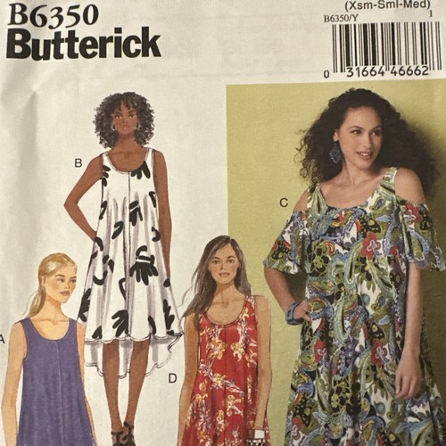 Butterick 6350 Flared Scoop Neck Dress Hem Variations Sizes XS S M ...