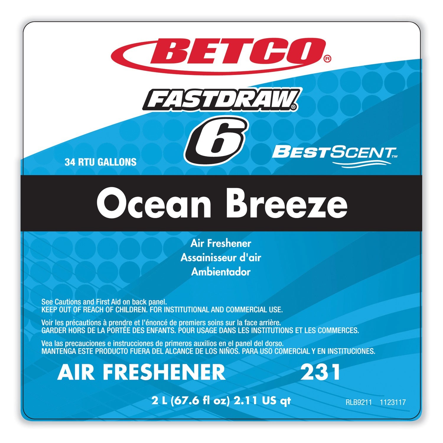 Betco BestScent Air Freshener Ocean Breeze 2L 8/Case Commercial 2314700 ...
