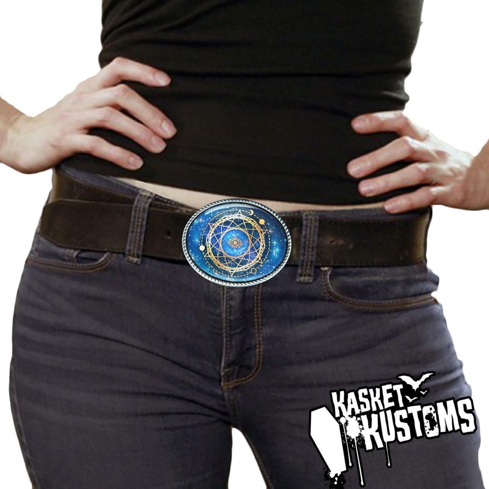Sacred Geometry Belt Buckle - Esoteric Celestial Evil Eye Handmade ...