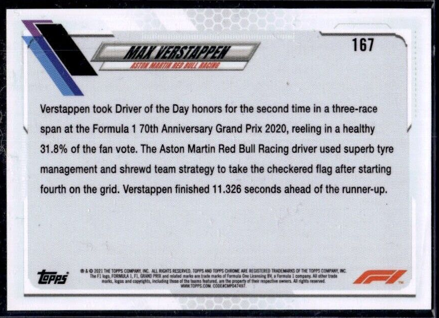 2021 Topps Chrome Formula 1 - Grand Prix Driver of the Day Checker Flag ...