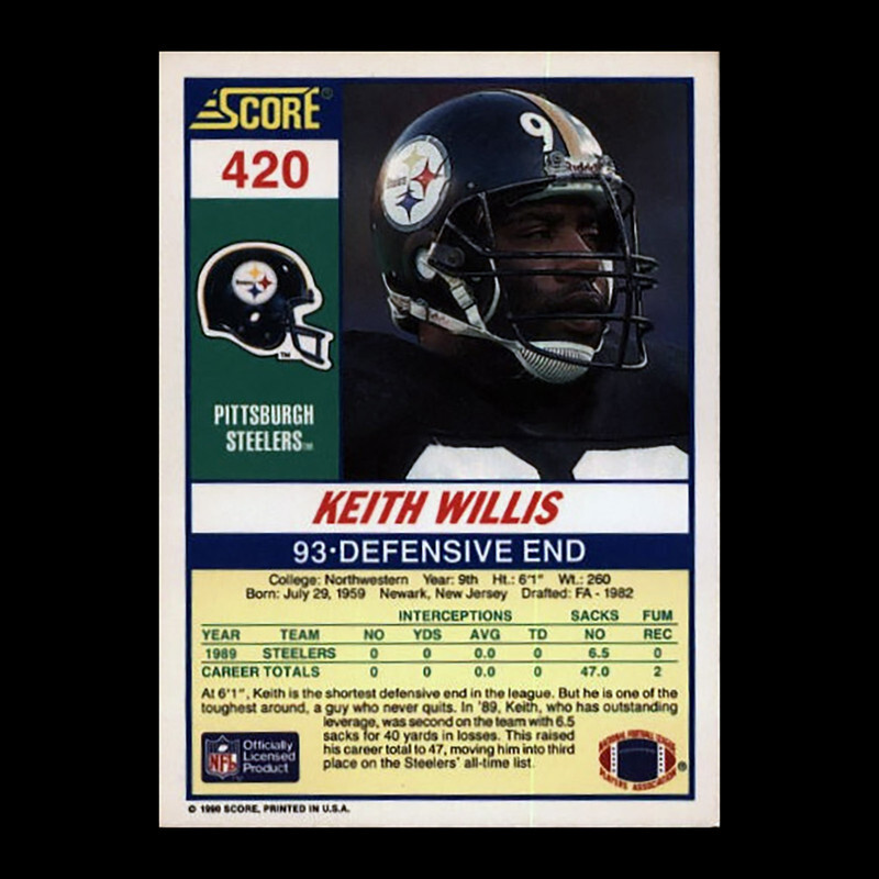 1990 Score Football #420 - Keith Willis [Base] Pittsburgh Steelers | eBay
