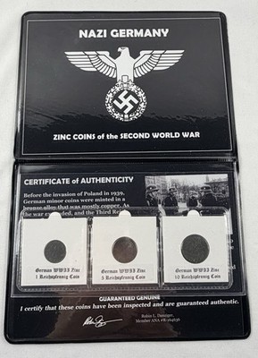 Nazi Germany WWII Zinc Coin Album with COA 1 5 10 Reichspfennig Third ...