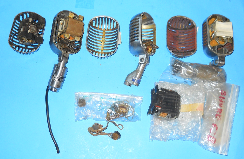 THREE SHURE 55/556 FATBOY ELVIS VINTAGE MICS,+XTRA CAPSULES/PARTS ...