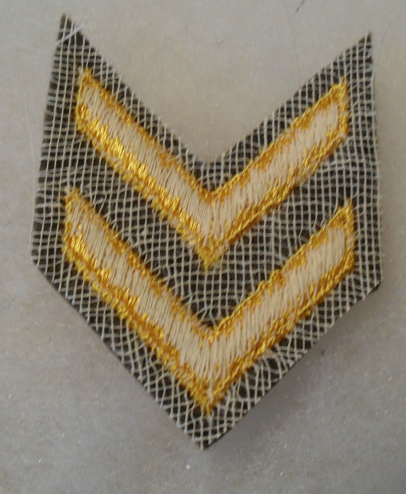 WWI GOLD EMB ON BROWN WOOL OVERSEAS AND WOUND CHEVRONS (2) 1930'S/40/S ...